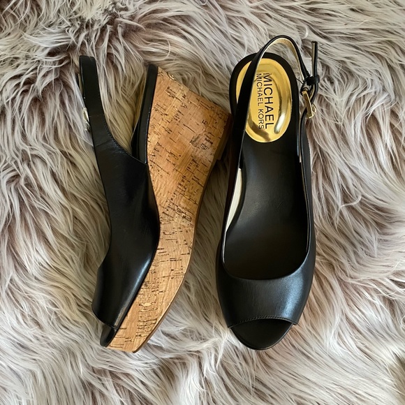 Michael Kors | Shoes | Michael Kors Natalia Slingback Wedge Heels ...